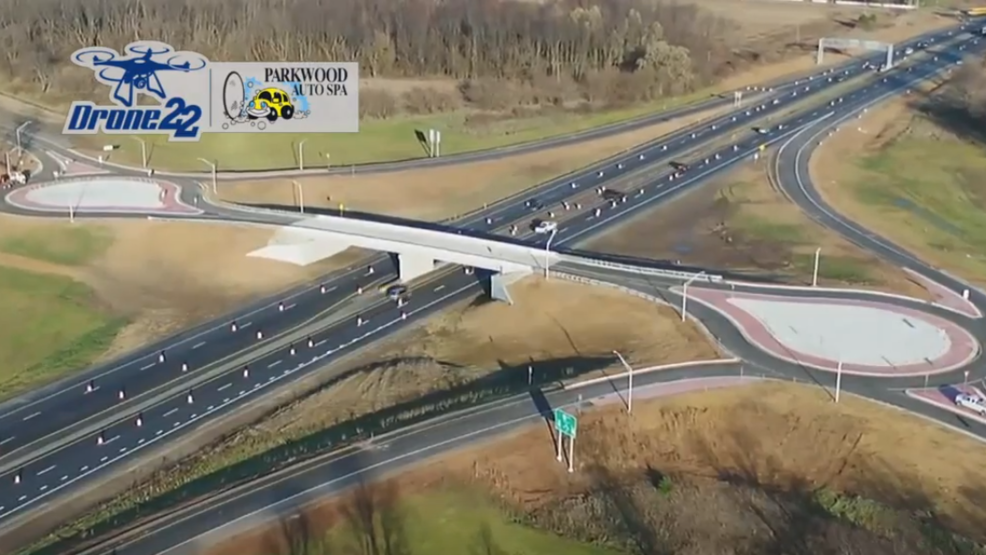Drone 22 shows us view above new 'dogbone' intersection in La Porte ...